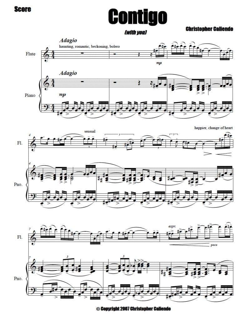Contigo (with You) - Flute | Piano | Caliendo World Music Publishing